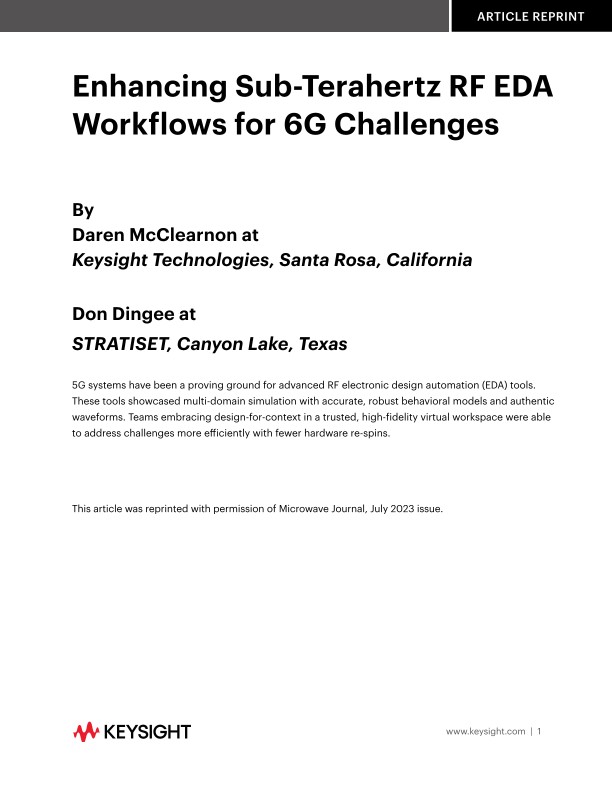 Enhancing Sub-Terahertz RF EDA Workflows for 6G Challenges PDF Asset Page | Keysight
